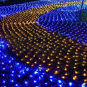 9.8FT x 6.6FT 198 LED Net Lights, Connectable 8 Lighting Twinkle Modes Mesh Lights for Christmas Outdoor Patio Garden Bush Fence Decorations (Warm White)