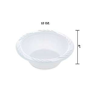 White 12 oz. Plastic Bowls - 100 Count(styles may vary)