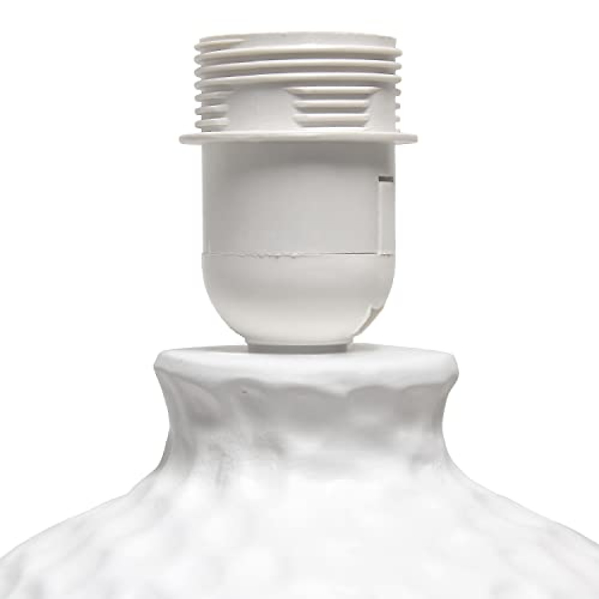 Simple Designs LT2004-WHT Hammered Stucco Curvy Ceramic Table Lamp, White