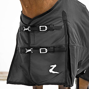 HORZE Nevada Medium Weight 1200D Waterproof Horse Turnout Blanket (200g Fill) - Black - 75 in