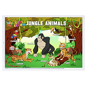 Baby PhD Disposable Placemats for Baby, Kids, & Toddlers - Animal Design - Table Mat or Topper for Restaurants, Stick-On Placemat for Travel, Sticky Strips Stay in Place - 3 Designs, Pack of 60