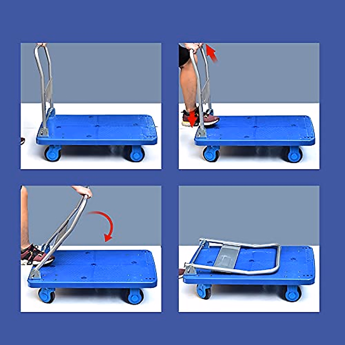Generic Hand Truck Platform Hand Truck Folding Moving Trolley with Quiet Wheels for Warehouse Restaurants Small Cart 440lbs Weight Capacity Utility Cart (Size : 50 * 70)