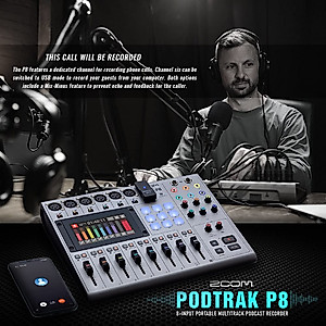Zoom PodTrak P8 Portable Multitrack Recorder Perfect for Podcasting, Twitching and More in Premium Accessories Bundle with x4 Stereo Headphones, x4 Microphones, Batteries Cleaning Kit & More