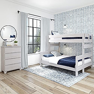 Plank+Beam Rustic Wood Bunk Bed, Twin XL-Over-Queen Bed Frame, White Wash