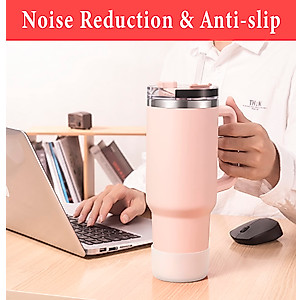 2PCS Silicone Boot for Stanley Tumbler 40 oz 30oz & IceFlow 20oz 30oz & Hydro Flask Water Bottle 12-24oz & Select Yeti, Simple Modern, Owala Cup Bottom Sleeve - for Stanley Cup Accessories, Clear