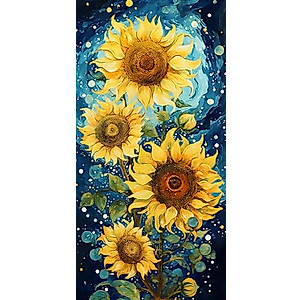 Diamond Painting Sunflower Diamond Art 5D Diamond Painting Kits for Adults DIY Paint by Numbers, Big Diamond Paintings diamond dot Gem Art Crafts for Wall Art Bedroom Home Decor(28x56 Inch),c214