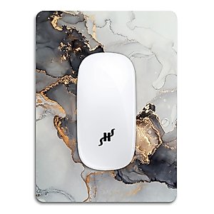 Hokafenle Small Mouse Pad, Mini Mousepad with Washable Lycra Cloth, Computer Mouse Pads for Wireless Mouse, Non-Slip Rubber Base Mousepads (6 x 8 Inch, Black Gold Marble)