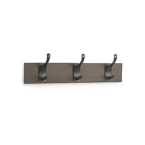 Amazon Basics Rectangular Wall Mounted Modern Coat Rack, 3 Hooks, Walnut