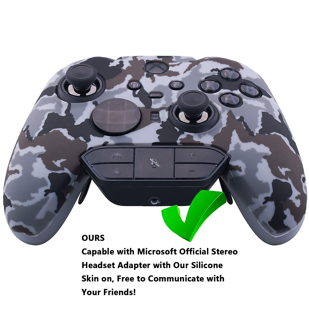 9CDeer 1 x Protective Customize Transfer Print Silicone Cover Skin Camougrey + 6 Thumb Grips Analog Caps for Xbox Elite Series 2 Controller