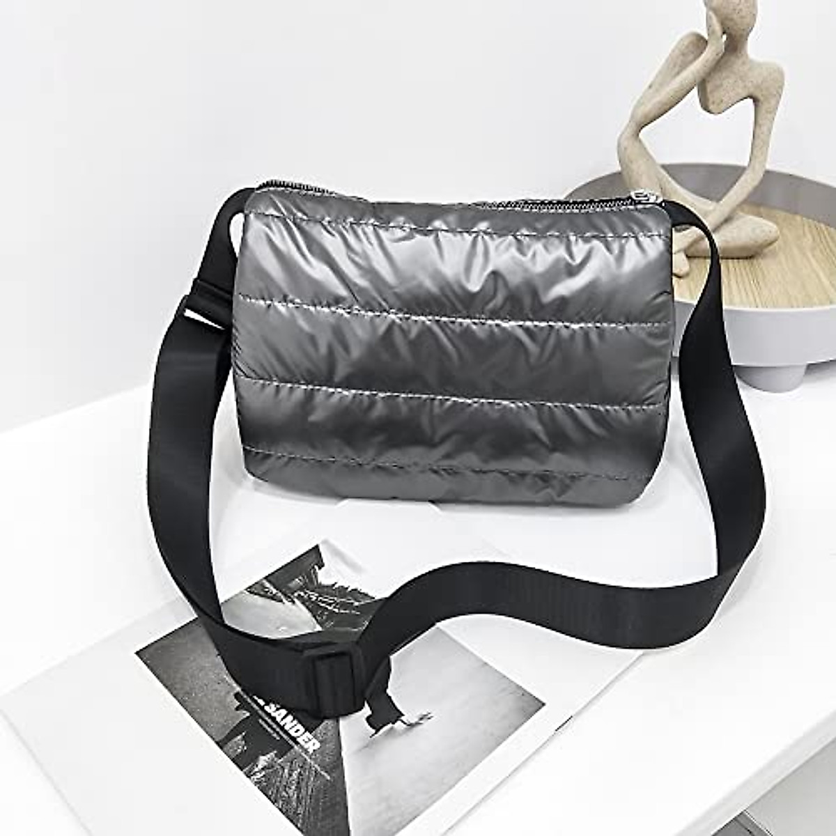Quilted Crossbody Bag for Women Puffy Shoulder Bag Padded Puffer Messenger Bag Hobo Bag with Inner Pocket