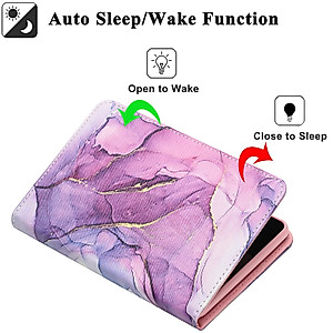 AKHIOK Case for All-New Amazon Fire 7 Tablet (Only fit 12th Generation, 2022 Release), Fire 7 Tablet Case, Premium PU Leather Stand Cover with Smart Auto Wake/Sleep, Purple Marble