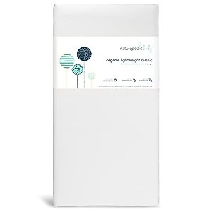 Naturepedic Organic Lightweight Classic Crib Mattress, 2-Stage Natural Mattress for Baby and Toddler Bed, Non-Toxic, 52" x 28"