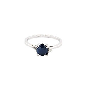 Dazzlingrock Collection 10K 6 MM Round Blue Sapphire & White Diamond Bridal Engagement Ring, White Gold, Size 7