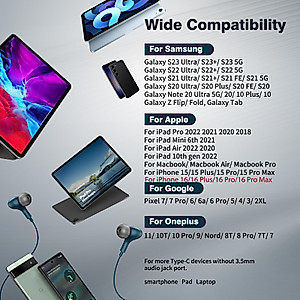 APETOO USB C Headphones for Samsung S24 Ultra S23 S22 S21 FE Plus A35,iPhone 15 Plus 16 Pro,iPad 10,Magnetic Wired Earbuds Noise Canceling in-Ear Type C Earphone Mic Volume Control for Pixel,OnePlus