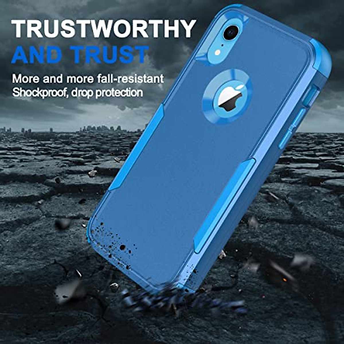 Lfurxzek for iPhone XR Case Heavy-Duty Tough Rugged Lightweight Slim Shockproof Protective Full Body Protection Shockproof Silicone Case for iPhone XR 6.1 Inch Blue