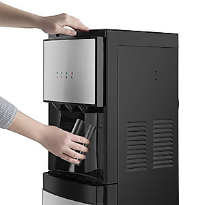 5 Gallon Water Dispenser Bottom Loading Hot Cold Water Cooler Stainless 3 Temperature Spouts, Empty Bottle Indicator with Child Safety Lock Black
