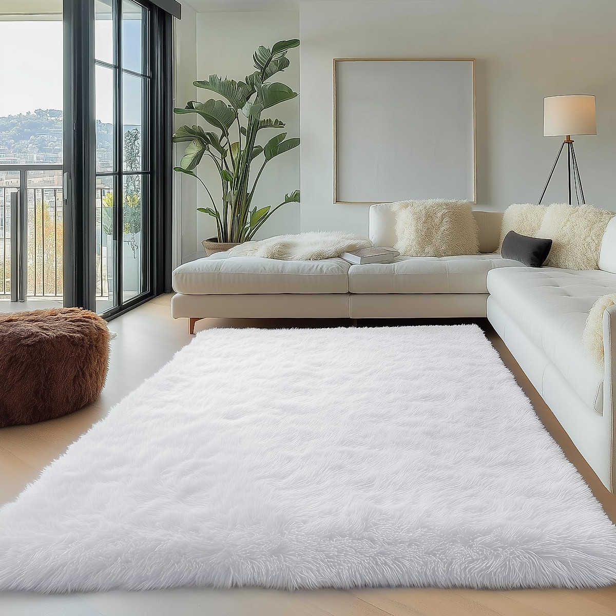 PAGISOFE Soft Comfy White Area Rugs for Bedroom Boys Living Room Fluffy Shag Furry Carpet for Kids Room Soft Shaggy Bedside Cream Rug, Plush Office Rugs Indoor Floor Rugs 4' x 6', Nursery