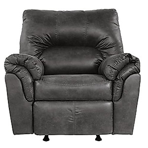 Signature Design by Ashley Bladen Faux Leather Manual Rocker Recliner, Gray