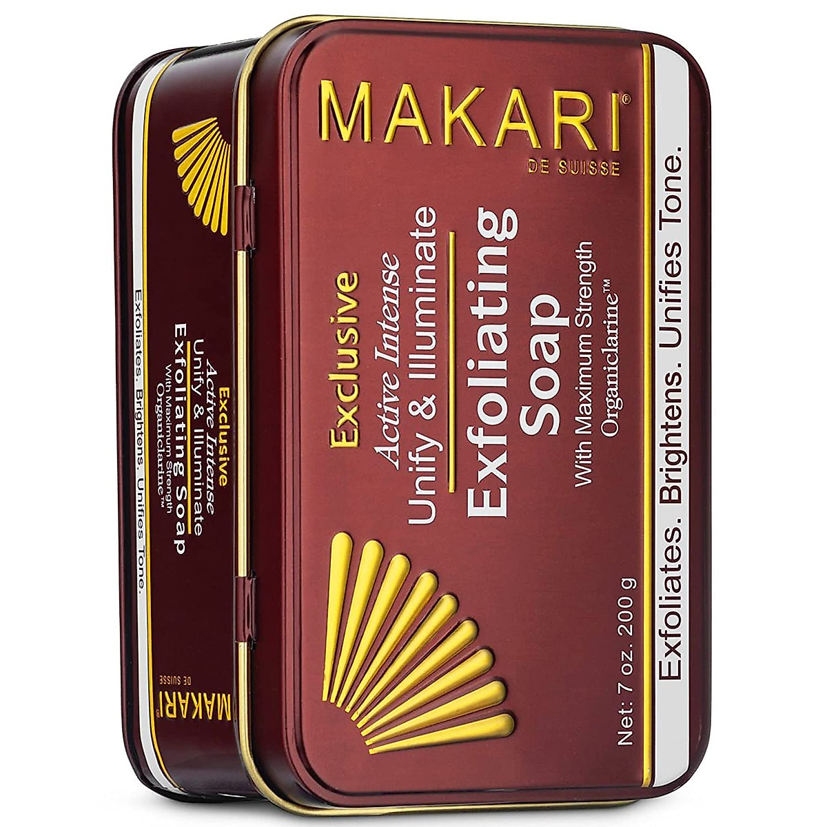 Makari Exclusive Active Intense Exfoliating Soap (7oz) | Unify & Illuminate | Advanced Brightening Bar for Dark Spots and Blemishes | Exfoliates Dead Skin Cells and Helps Reveal Natural Skin Radiance