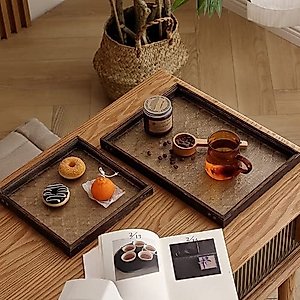 Serving Food Trays - 2 Pack Wood Trays for Serving Food - Food Trays Party Serving Trays and Platters for Breakfast, Coffee/Tea Table