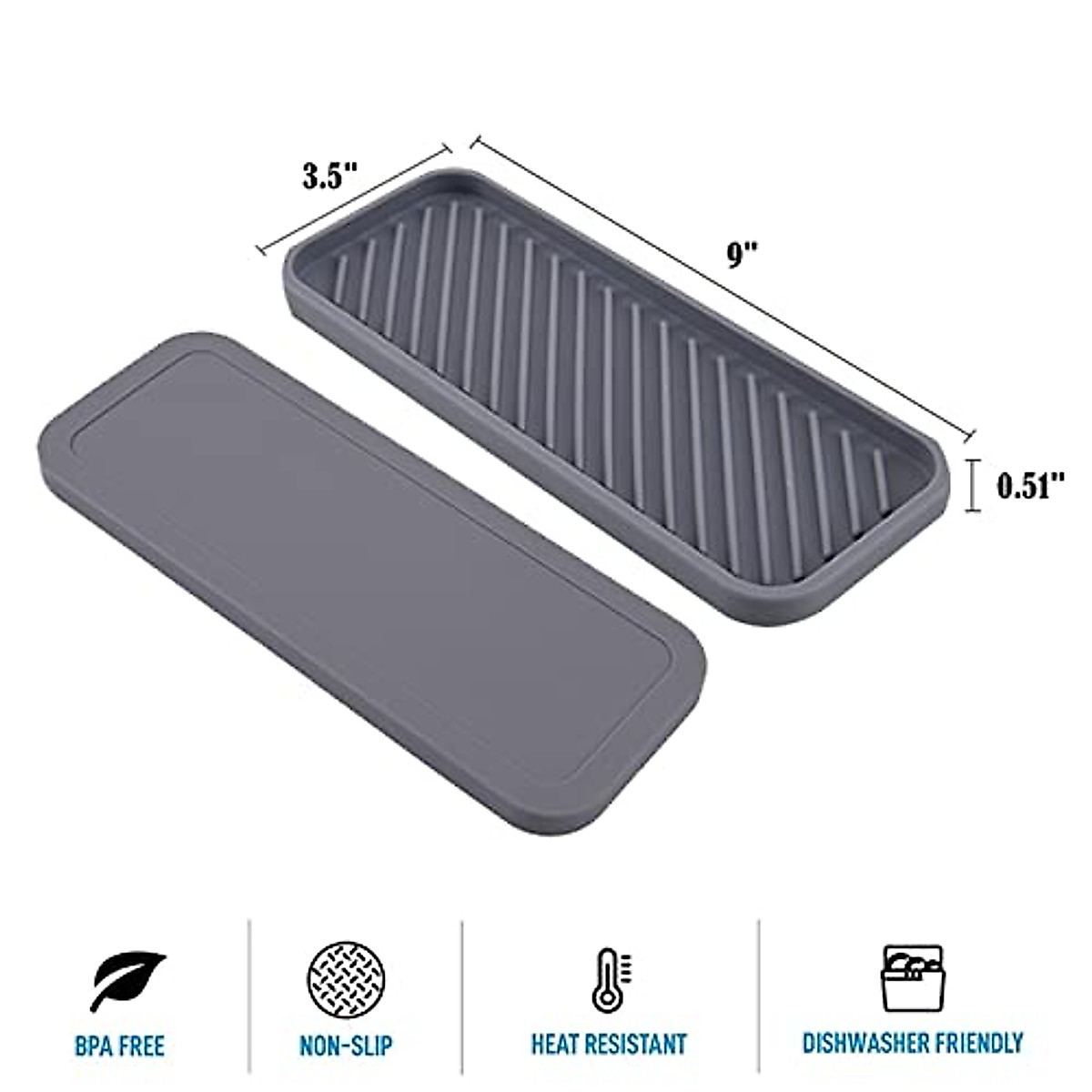 2PCS Silicone Sponge Holder Kitchen Sponge Holder,Silicone Sink Organizer Tray Organizer Tray for Bathroom, Soap Dispenser