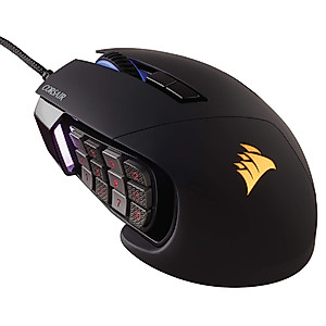 Corsair SCIMITAR RGB ELITE Gaming Mouse For MOBA, MMO - 18,000 DPI - 17 Progammable Buttons - iCUE Compatible - Black
