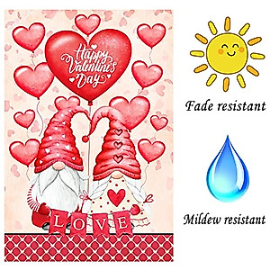 Akeydeco Valentine's Day Flag,28x40 Inch Valentine's Heart Garden Flag with Two Grommets Double Sided Printing 2 Layer Burlap Valentine Flags for Your Valentine's Day Decoration