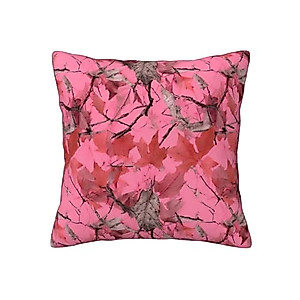 RLDOBOFE Pink Leaves Camo Printed Pillow Covers Soft Throw Pillow Covers Cushion Pillow Covers Square Pillowcases Decorative Cushion Case for Sofa Couch