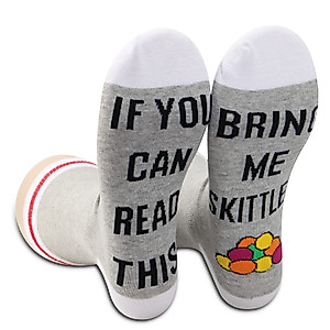 POFULL Foodie Gift Snacks Lover Gift If You Can Read This Bring Me A Snack Novely Socks For Women Girls (BRING ME SKITTLES Socks)