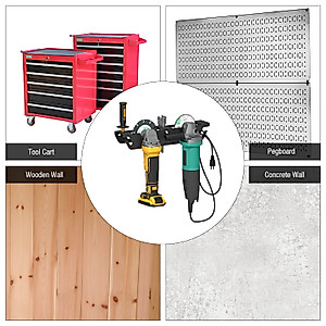 UNITEDPOWER Angle Grinder Holder - 2 Bay Angle Grinder Rack/Stand Storage Rack with Cord Hanger, Wall mount Bracket for Cutters Polishers, Garage and Workspace.