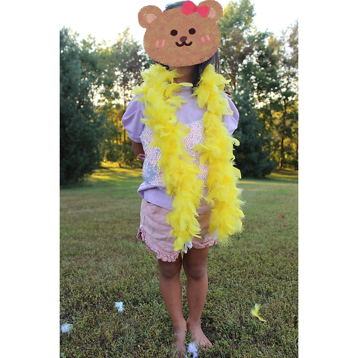 Over 10 Color 25 Gram, 4 Feet Long Chandelle Feather Boa,Kids Feather Boa, Great for Party, Wedding, Halloween Costume, Christmas Tree, Decoration (Yellow)