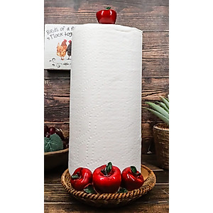 Ebros Gift Fresh Wipes Crisp Red Apples Harvest Basket Paper Towel Holder Figurine Dispenser for Rustic Country Kitchen Decor Old Fashioned Table Decorations