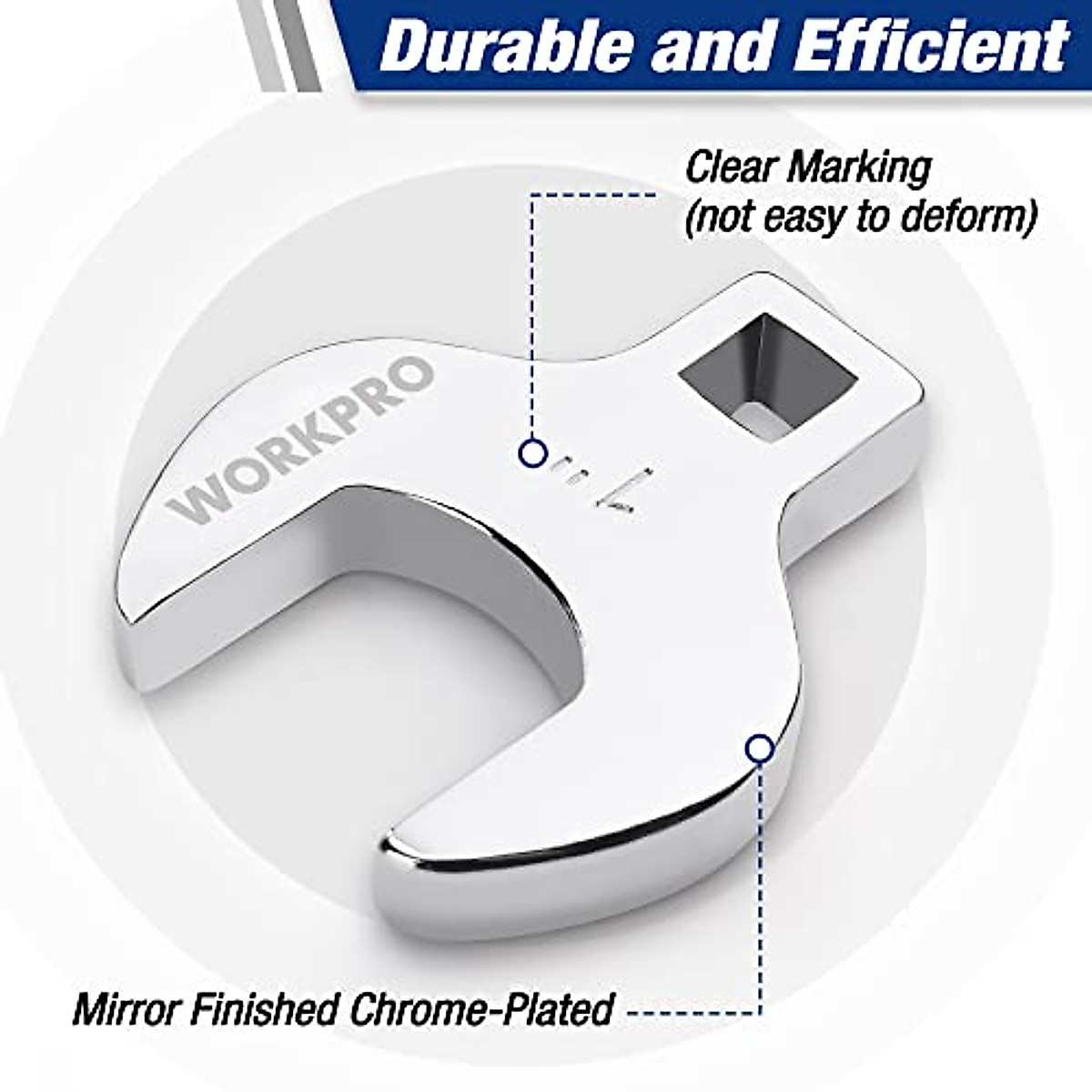 WORKPRO 3/8" Drive Crowfoot Wrench Set, 10-Piece SAE Crowfoot Wrench with Clip-on Organizer, 3/8”-1”, Great for Automotive Repair Work Hard-To-Reach Areas