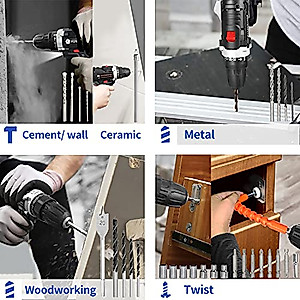 Cordless Drill Set,HUNDA Electric Drill 12.8V Portable Rechargeable Drill,Cordless Drill with Battery and Charger,30 Pcs Accessories,25+1 Clutch, 2/5" Keyless Chuck,2 Speeds,LED Light[Upgraded]