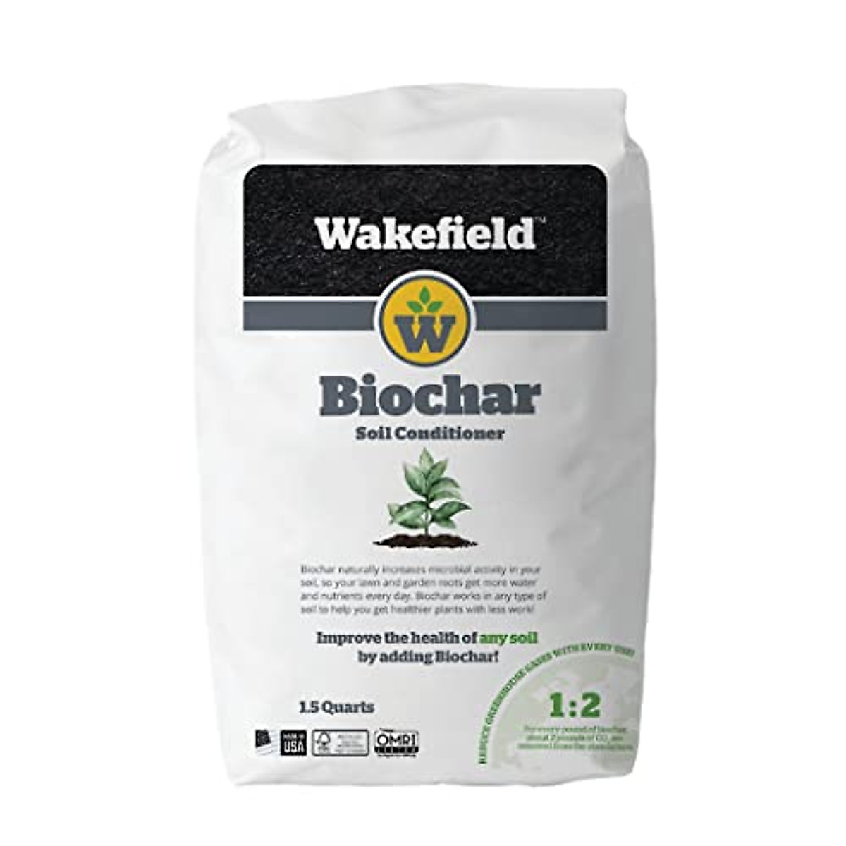 Wakefield BioChar – Premium Soil Conditioner (Activated Charcoal for Plants, Horticultural Charcoal) – 100% Organic Bio Char for Raised Bed and Vegetable Gardens, Potting Mix and Lawns - 1 Pound