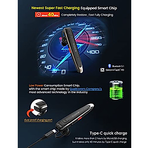 Glazata Wireless Headset with ENC Dual Mic Noise Canceling & Mute Key, apt-X & apt-X HD for Driving, Office, Business, Compatible with Cell Phone and PC 「Black」