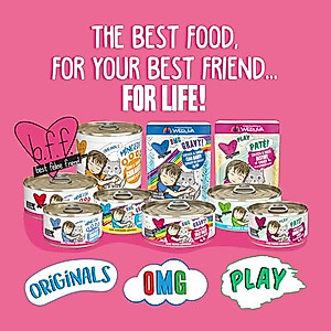 Weruva B.F.F. OMG - Best Feline Friend Oh My Gravy!, Tuna & Turkey Tickles with Tuna & Turkey in Gravy Cat Food, 3oz Pouch (Pack of 12)