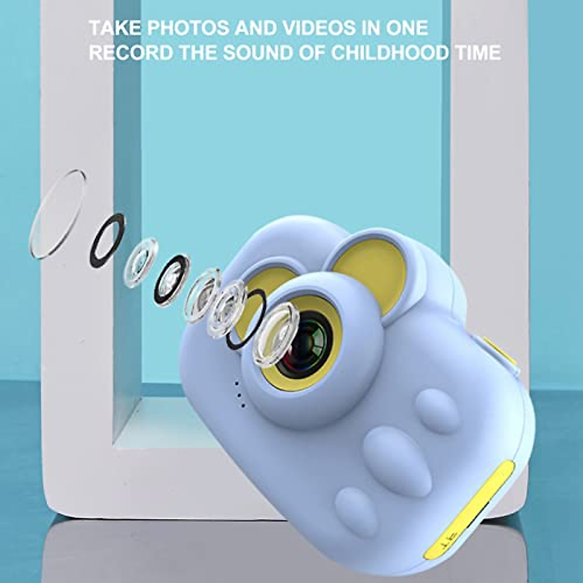 Digital Video Kids Camera Portable 12MP External Silicone Design Kids Camera Dual Front Rear Lens Children Outdoor (Blue)