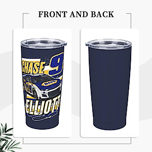 XCSEZ Chase Elliott 9 20 Oz Stainless Steel with Lids Coffee Thermal Cup Double Wall Mug Metal Straw and Brush Durable for Hot Cold Drinks