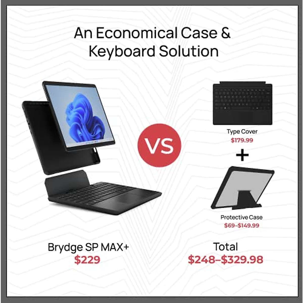 Brydge SP MAX+ Rugged Keyboard and Case for The Microsoft Surface Pro 8, Durable and Wired Case and Keyboard with Precision Touchpad for Surface Pro 8