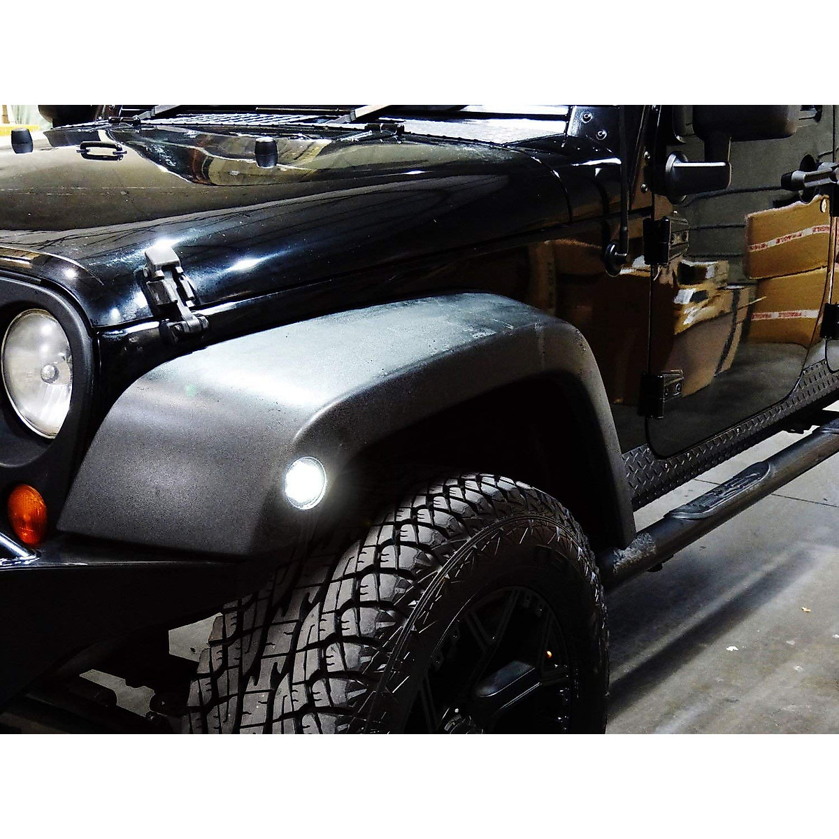 iJDMTOY Smoked Lens White Full LED Front Fender Flare Side Marker Light Kit Compatible With Jeep 2007-2017 Wrangler JK, Replace OEM Amber or Clear Sidemarker Lamps