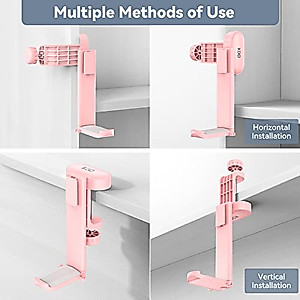 KDD Rotatable Headphone Hanger - 3 in 1 Under Desk Clamp Controller Stand Replaceable Cup Holder - Compatible with Universal Headset, Controller, Cup(Pink)