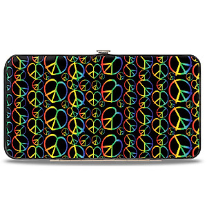 Buckle-Down womens Buckle-down Hinge - Peace Heart Black/Rainbow Ombre Wallet, Multicolor, 7 x 4 US