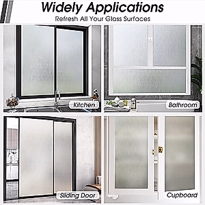 Window Privacy Film Bathroom Frosted Glass Window Film Static Cling Raindrops Door Window Coverings Anti UV Sun Heat Blocking Home Tint Removable Summer Frosting Sticker (Silver Silk, 35.4 x 118.1 In)