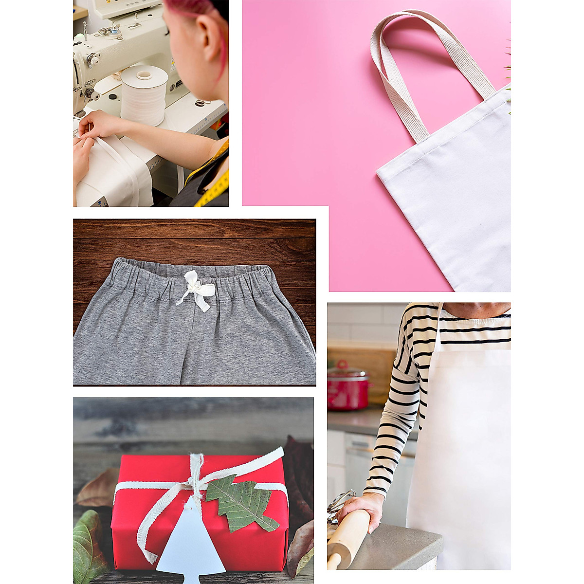 Mandala Crafts White Twill Tape 2 Inches Cotton Webbing Strap - 50 Yds White Cotton Ribbon Herringbone Tape - Cotton Bias Tape for Sewing Seam Binding