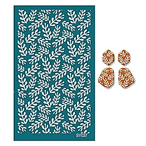 6Pcs Polymer Clay Silk Screen - Silk Screen Stencils for Polymer Clay - Reusable Silkscreen Print Kit Printing on Clay Jewelry Clay Earrings Silkscreen Stencil for Polymer Clay Earrings Jewelry