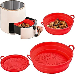 Buddeez foldable air fryer liner, silicone pot, air fryer liner basket, reusable air fryer basket, food safety air fryer oven accessories (7.5 inches [3 to 5 quarts]…