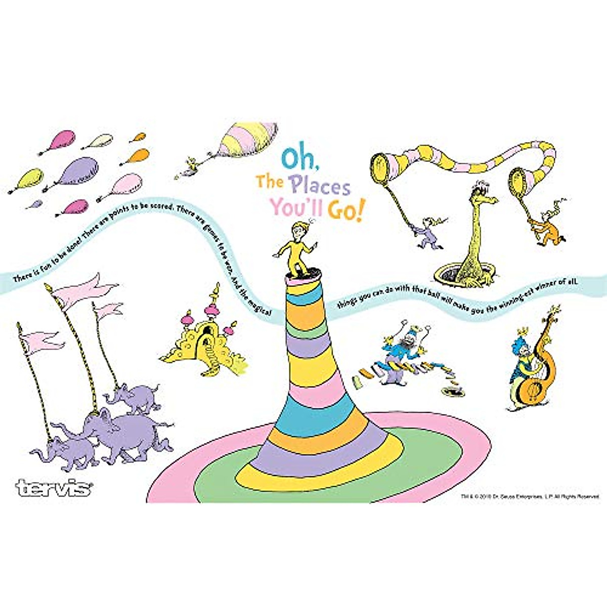 Tervis Dr. Seuss Oh the Places You'll Go Triple Walled Insulated Tumbler Travel Cup Keeps Drinks Cold & Hot, 20oz Legacy, Stainless Steel