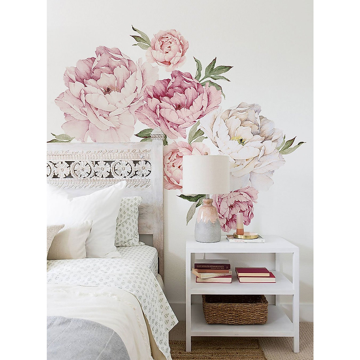 Simple Shapes Peony Flower Wall Sticker - Mixed Pink