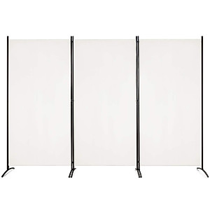 Giantex 6 Ft Tall 3 Panel Room Divider White, Lightweight Portable Folding Privacy Screen, Freestanding Partition Wall Divider and Separator for Bedroom Home Office Apartment Studio